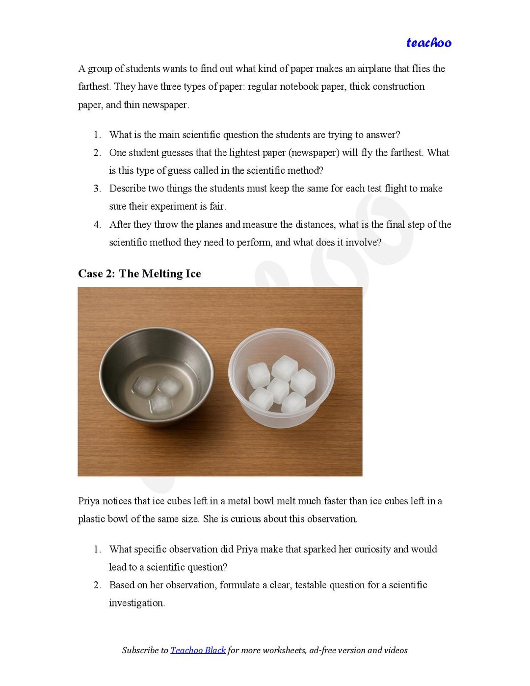 Chapter 1 Class 6 Science - Case Based Questions - Worksheet PDF