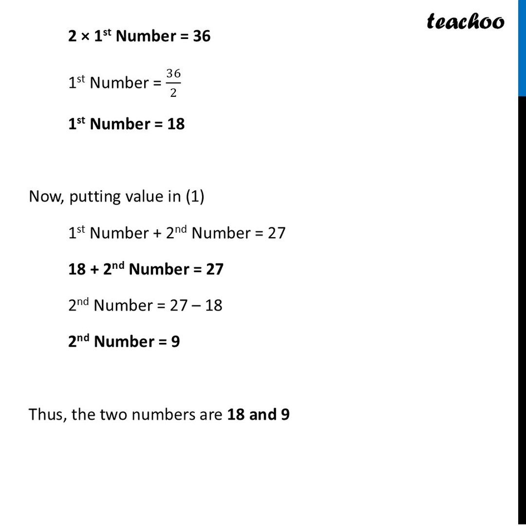 Let us try to find a few more pairs of numbers from their sums
