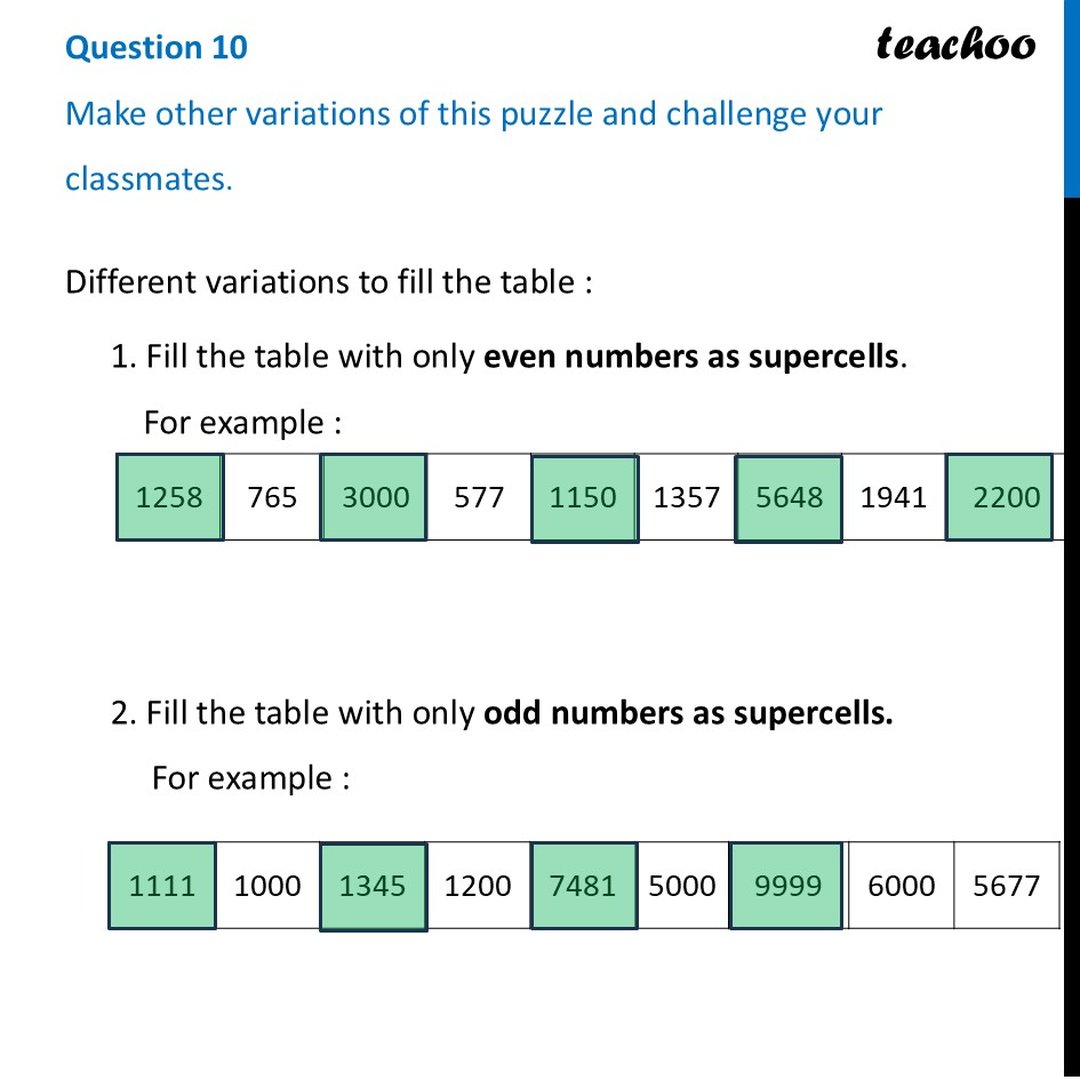 Make other variations of this puzzle and challenge your classmates
