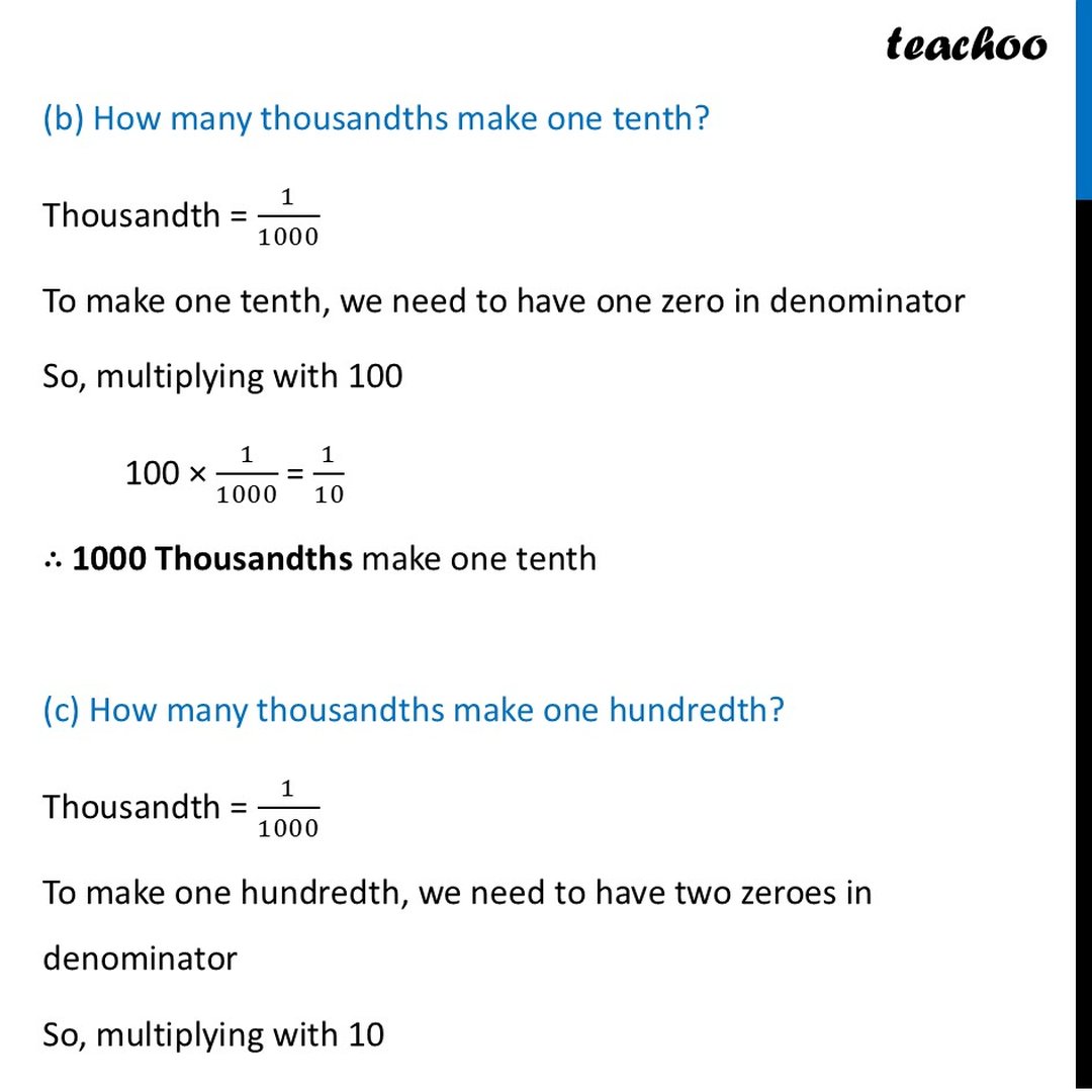 How many thousandths make one unit? - Teachoo Maths - Decimals