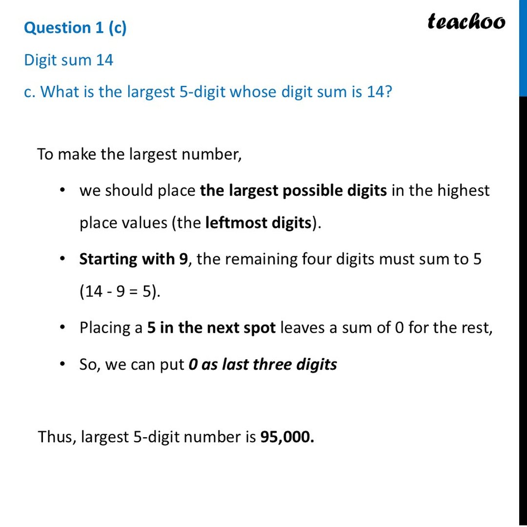 Digit sum 14 - a. Write other numbers whose digits add up to 14.