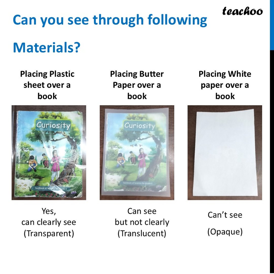 [Materials Around Us] Transparent, Translucent and Opaque Materials