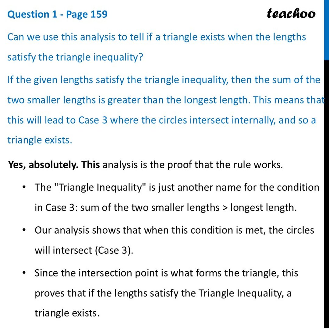 Can we use this analysis to tell if a triangle exists when the lengths
