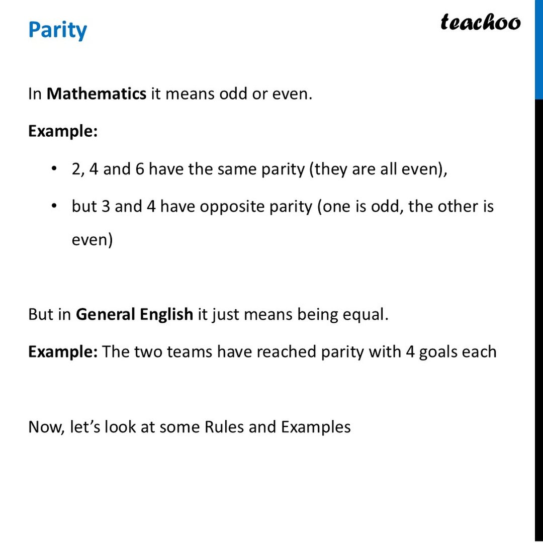 Parity in Mathematics - with Examples - Teachoo - Parity