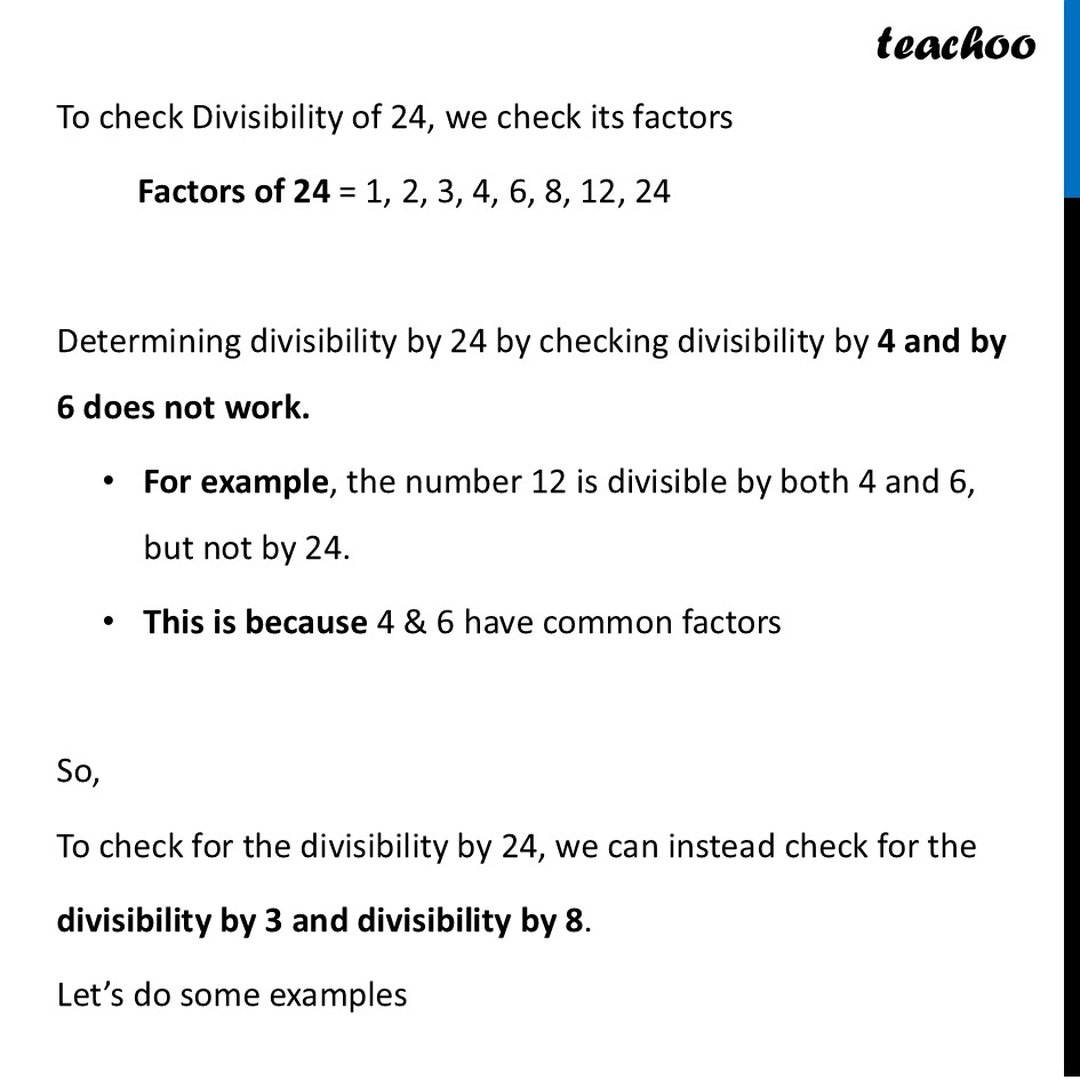 Divisibility by 24 - Method with 4+ Examples - Teachoo Maths