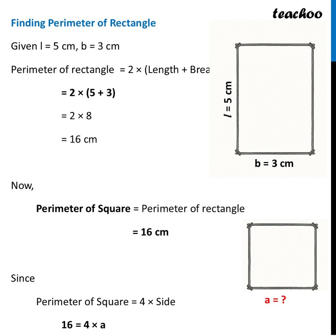 A rectangle having sidelengths 5 cm and 3 cm is made using a piece