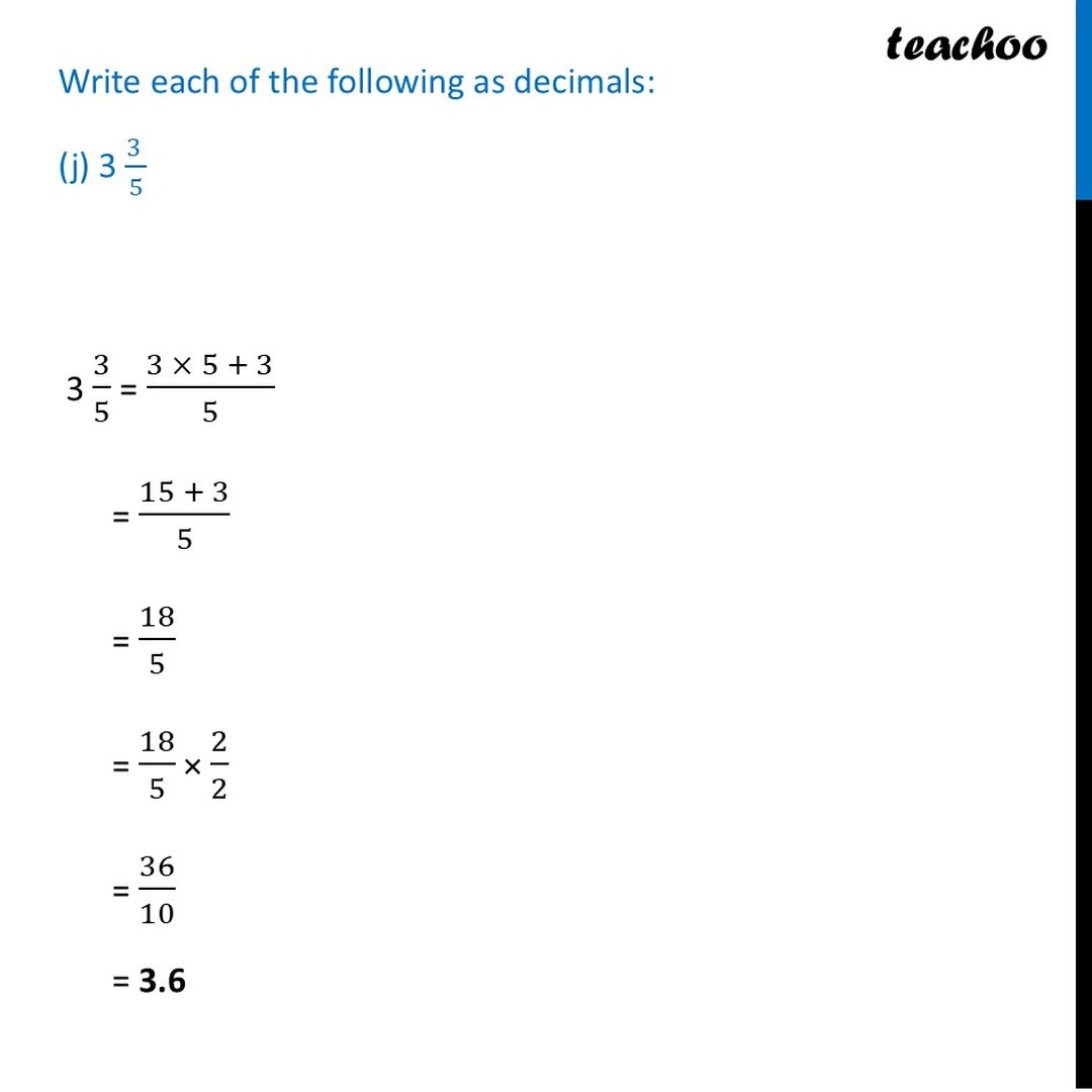 Worksheet on converting Fractions to Decimals [with Solutions]