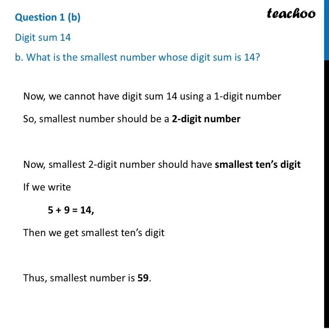 Digit sum 14 - a. Write other numbers whose digits add up to 14.