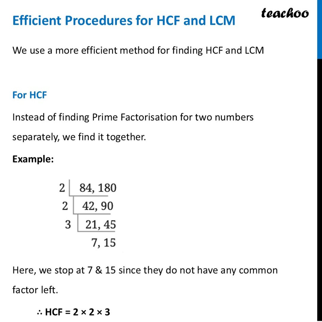 Efficient Procedures for HCF and LCM - Shortcut Trick, with 3+Examples