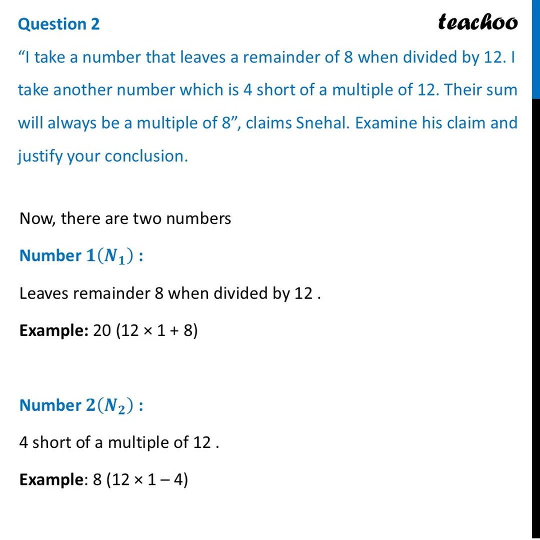 “I take a number that leaves a remainder of 8 when divided by 12