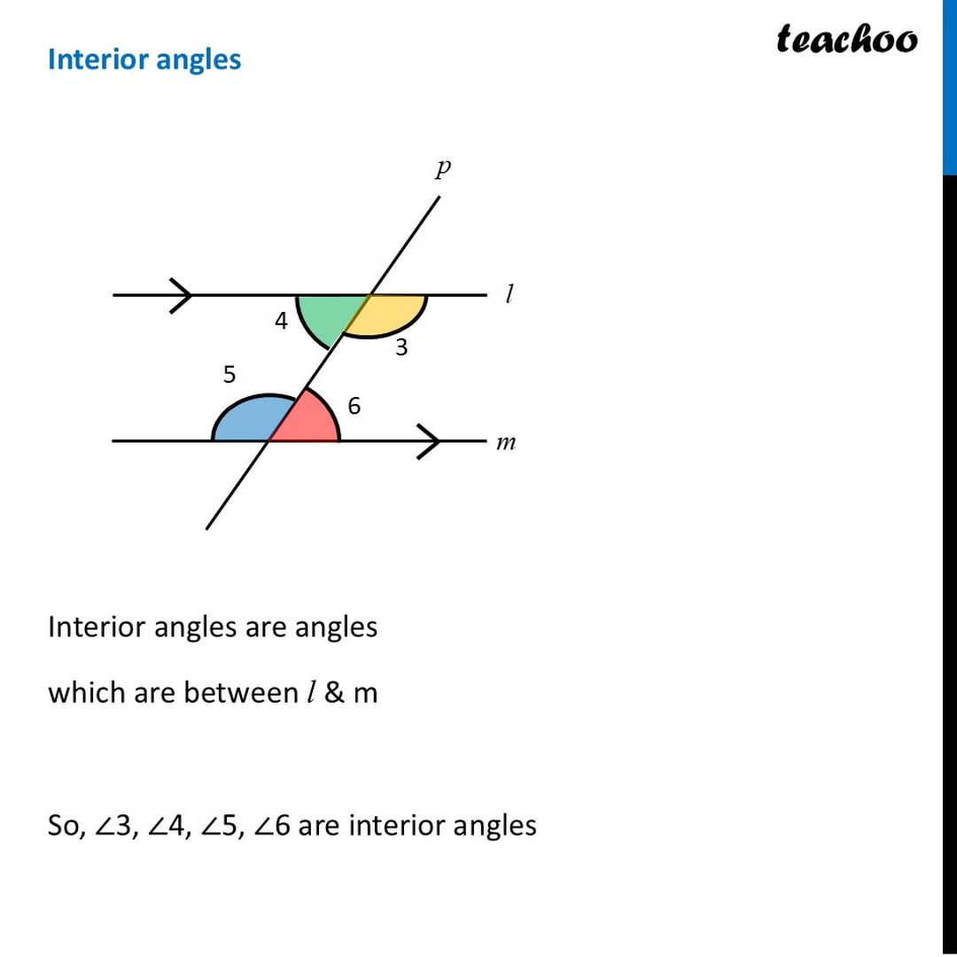 Angles formed when transversal intersects two lines (Full detail)