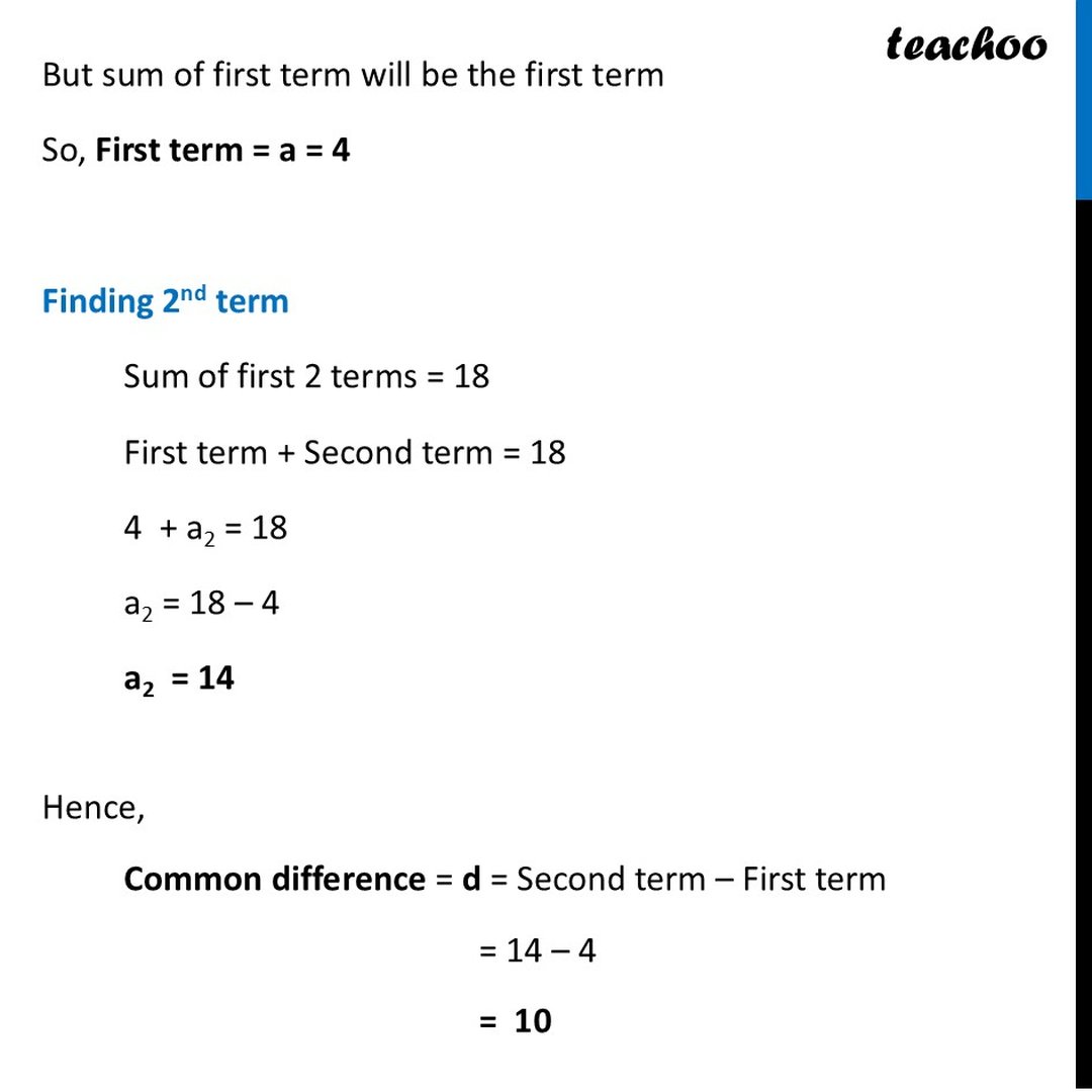 The sum of first n terms of an AP is 5𝒏2 − 𝒏. Find the nth term