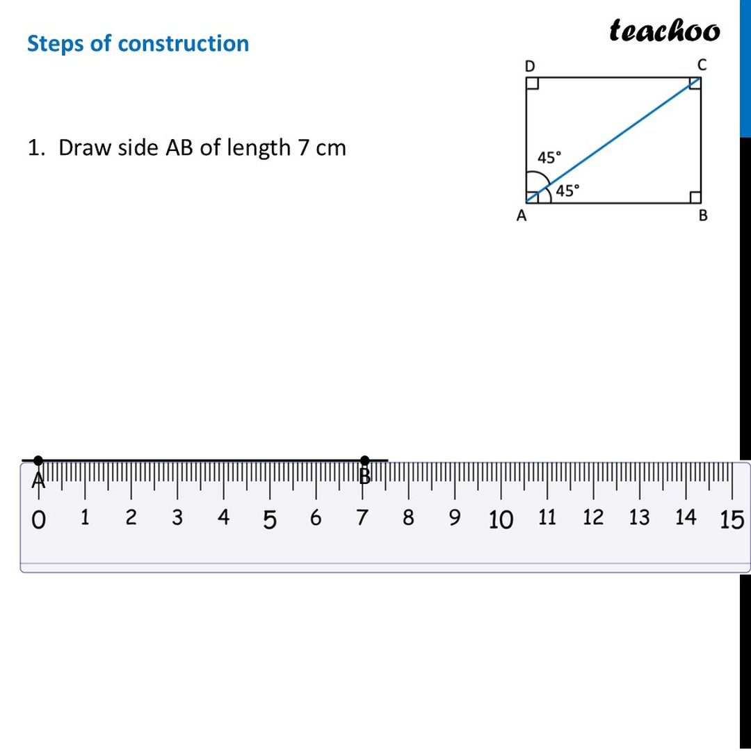 Construct a Rectangle Whose Diagonal Divides ppposite angles 45° & 45°