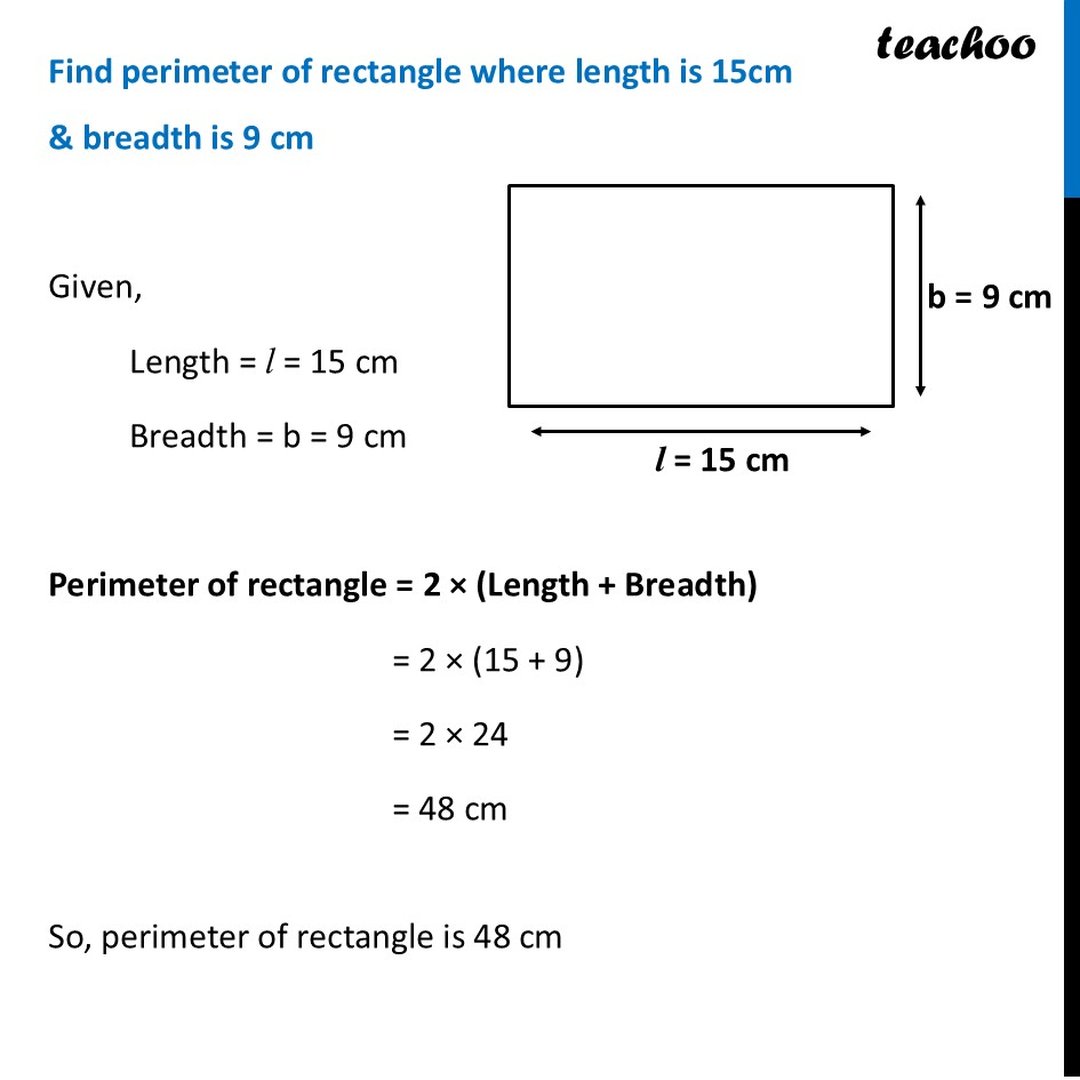 Perimeter of Rectangle - Definition, Formula (with Examples) - Teachoo