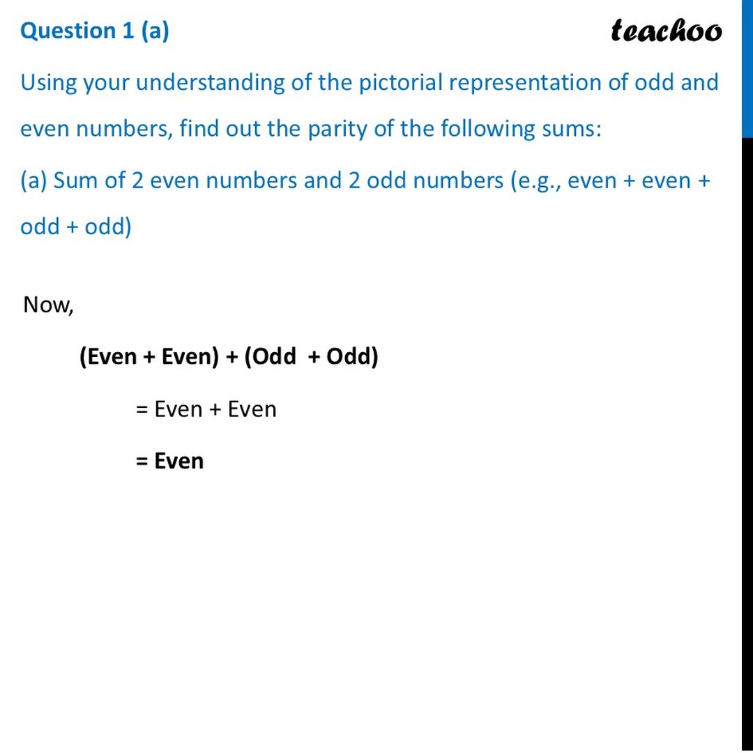 Using your understanding of the pictorial representation of odd
