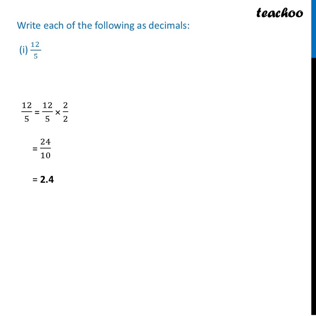 Worksheet on converting Fractions to Decimals [with Solutions]
