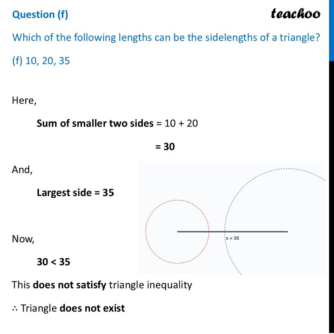 [Class 7] What lengths can be the sidelengths of a triangle 10, 20, 35