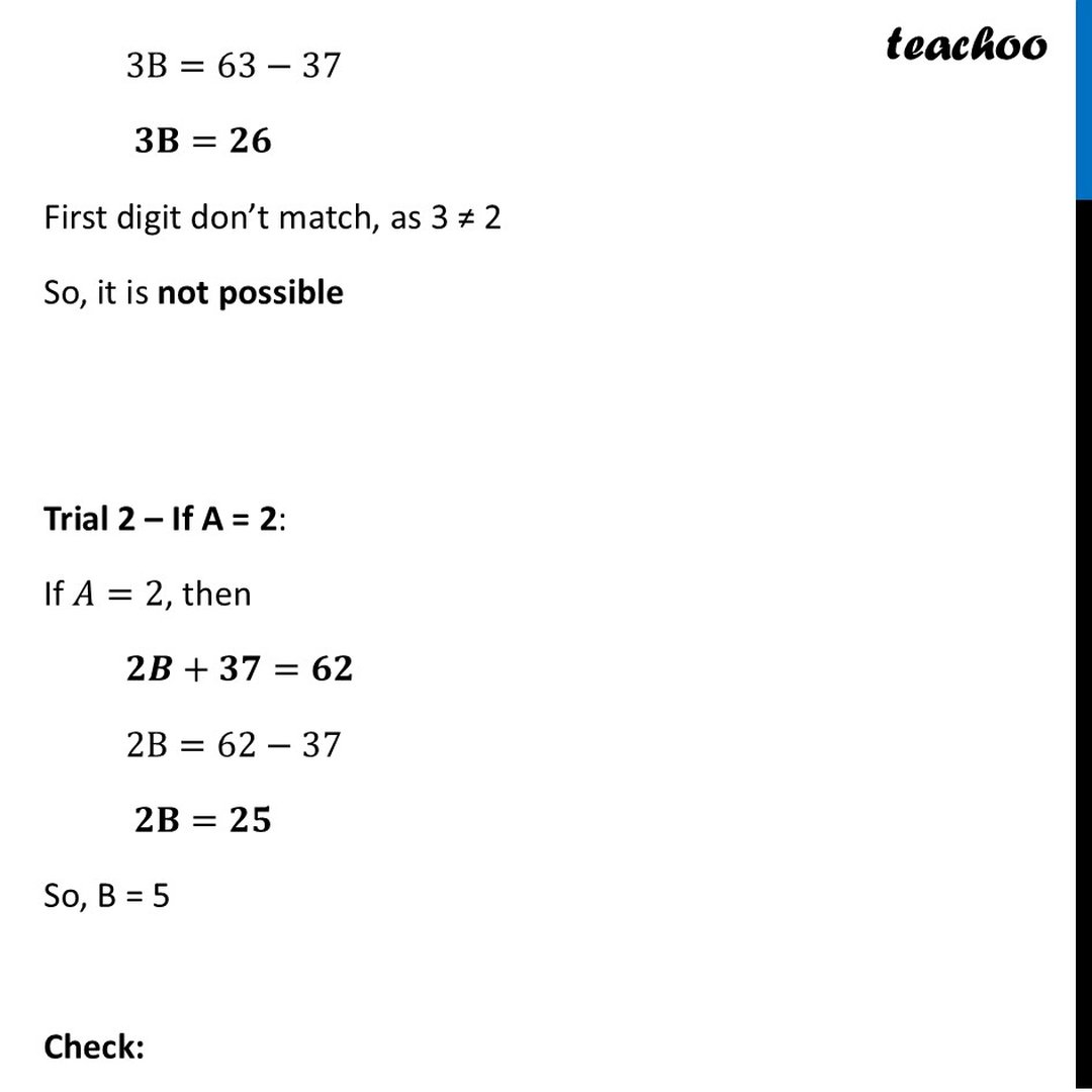 [Ganita Prakash] Cryptarithms: AB + 37 = 6A - (Number Play) - Teachoo