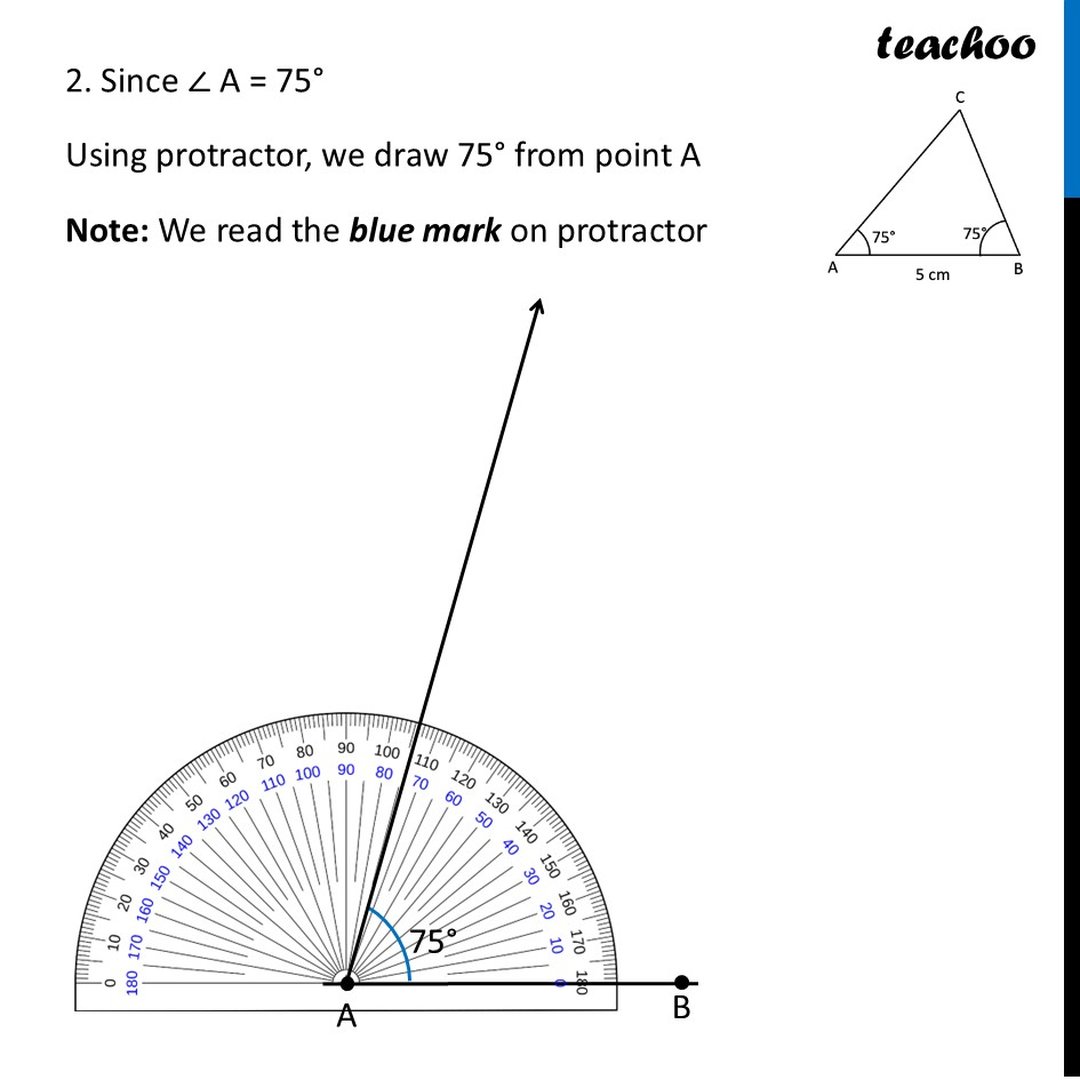 [Class 7] Construct a Triangle for the Measurements: 75°, 5 cm, 75°