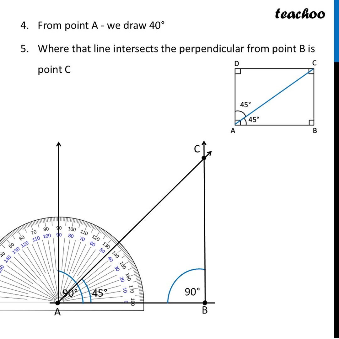 Construct a Rectangle Whose Diagonal Divides ppposite angles 45° & 45°