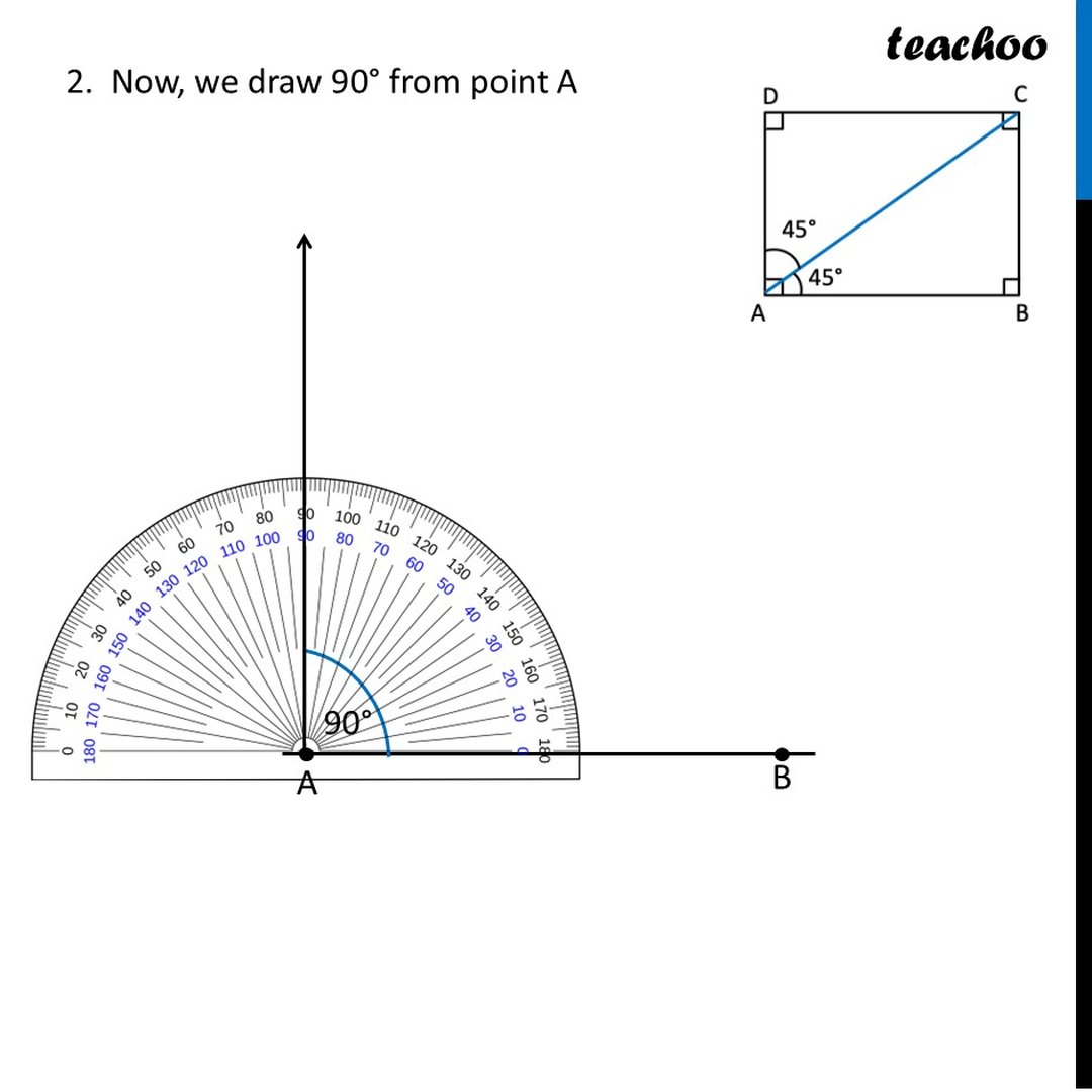 Construct a Rectangle Whose Diagonal Divides ppposite angles 45° & 45°