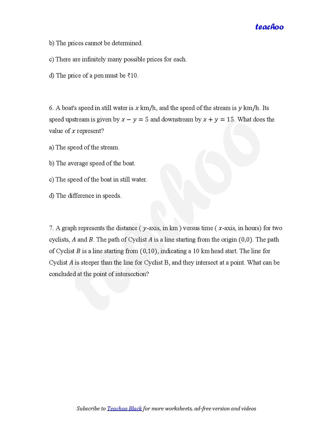 Linear Equation in 2 variables MCQs – Download PDF Worksheet Class 10