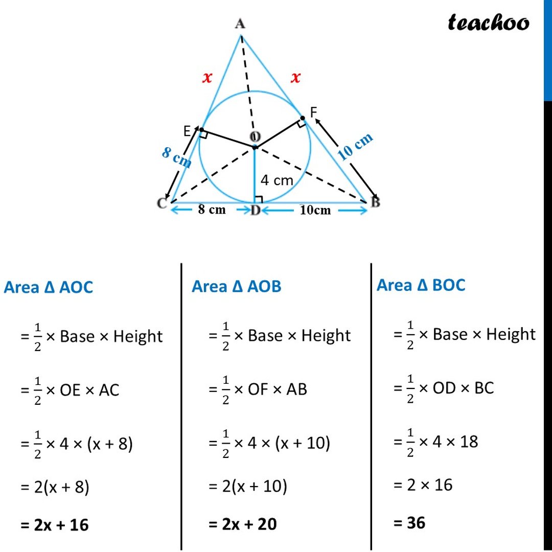 A ∆ABC is drawn to circumscribe a circle of radius 4 cm such that