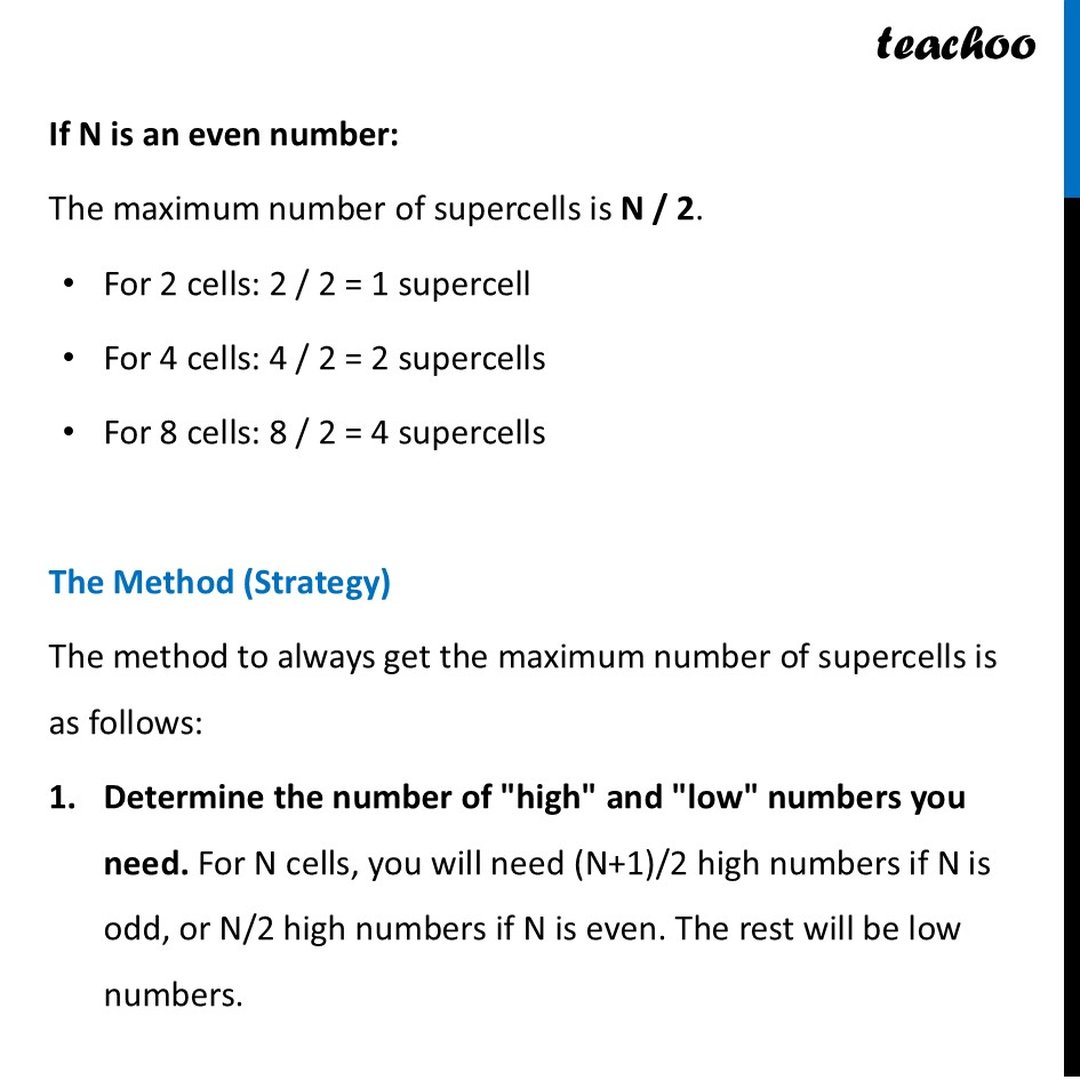 Find out how many supercells are possible for different numbers