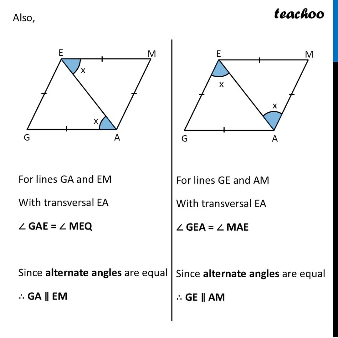 Deduction 9 - What can we say about the angles in a rhombus? - Class 8