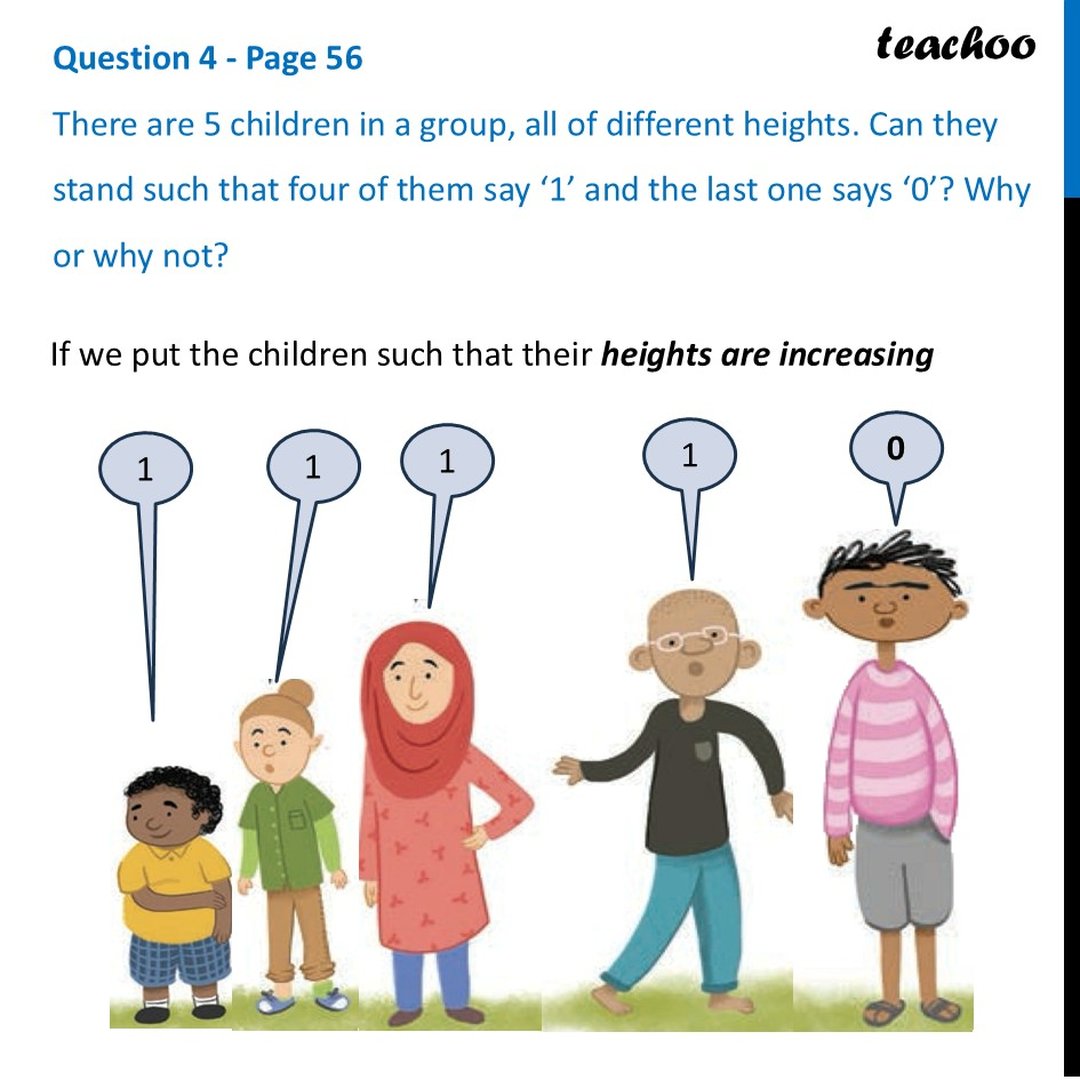 [Class 6] There are 5 children in a group, all of different heights