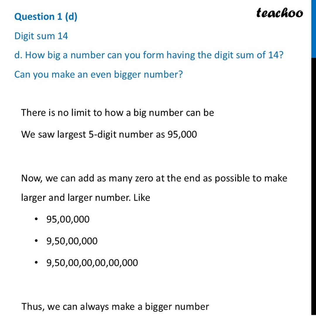 Digit sum 14 - a. Write other numbers whose digits add up to 14.