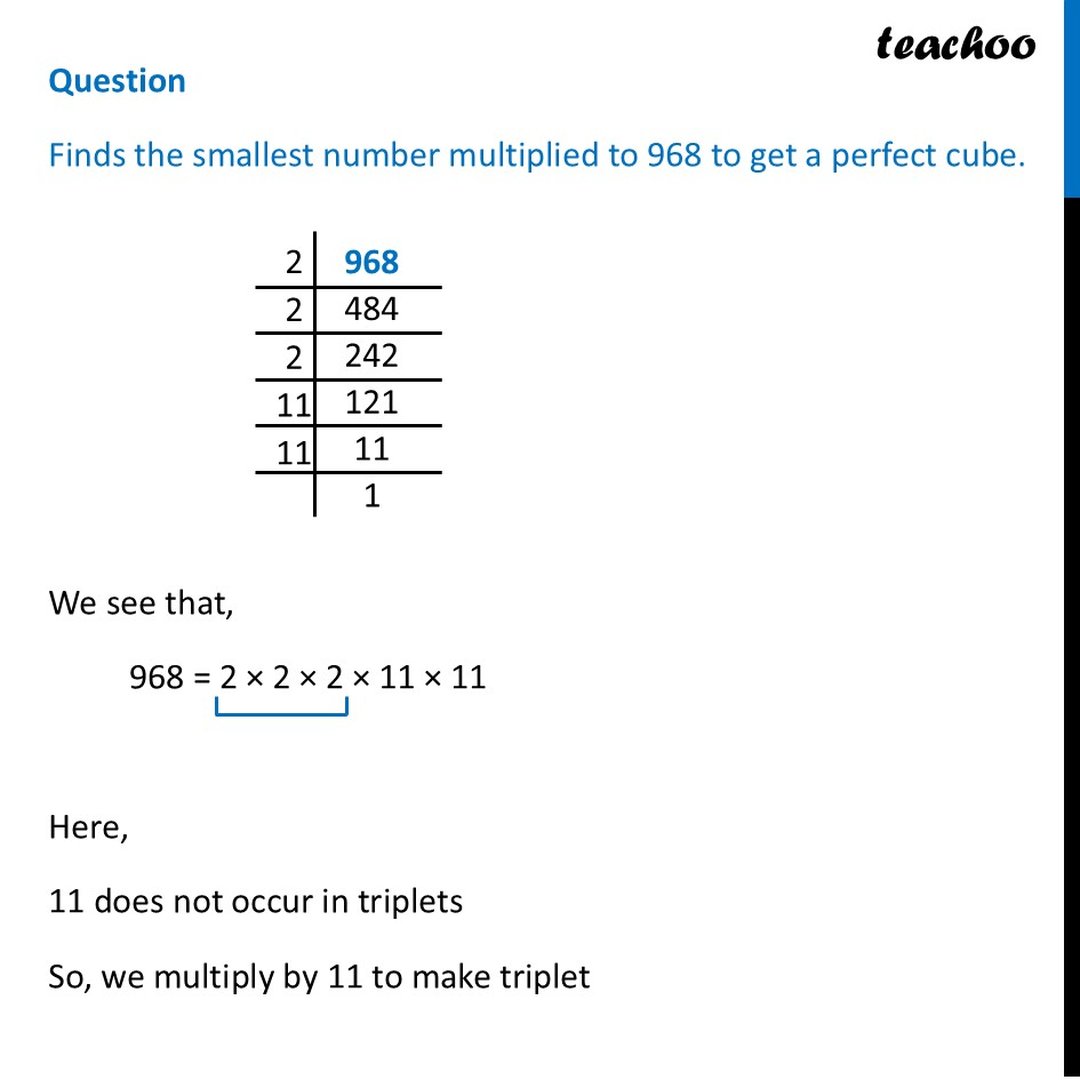 Smallest number multiplied to form a Perfect Cube (with Questions)