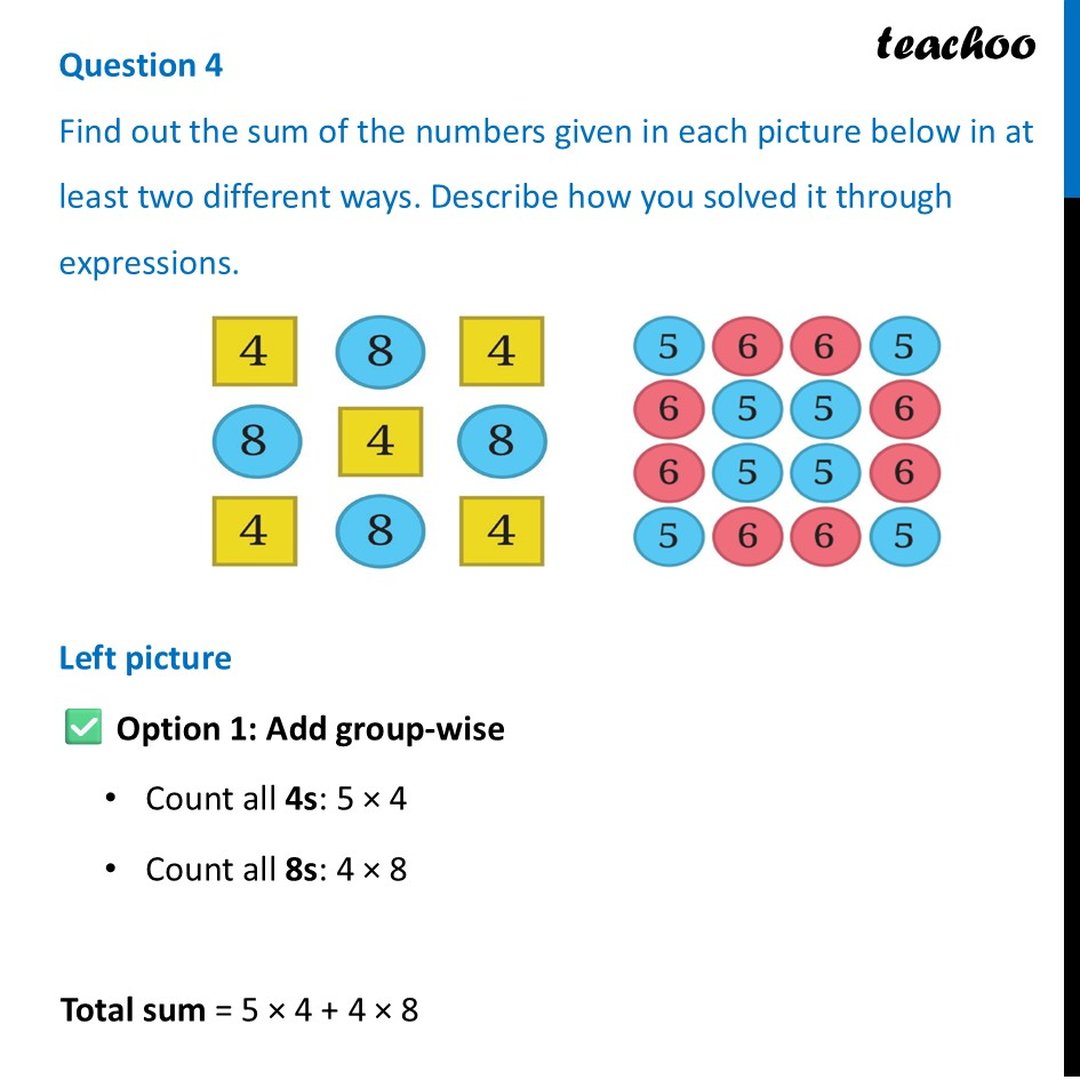 Find out the sum of the numbers given in each picture below in at