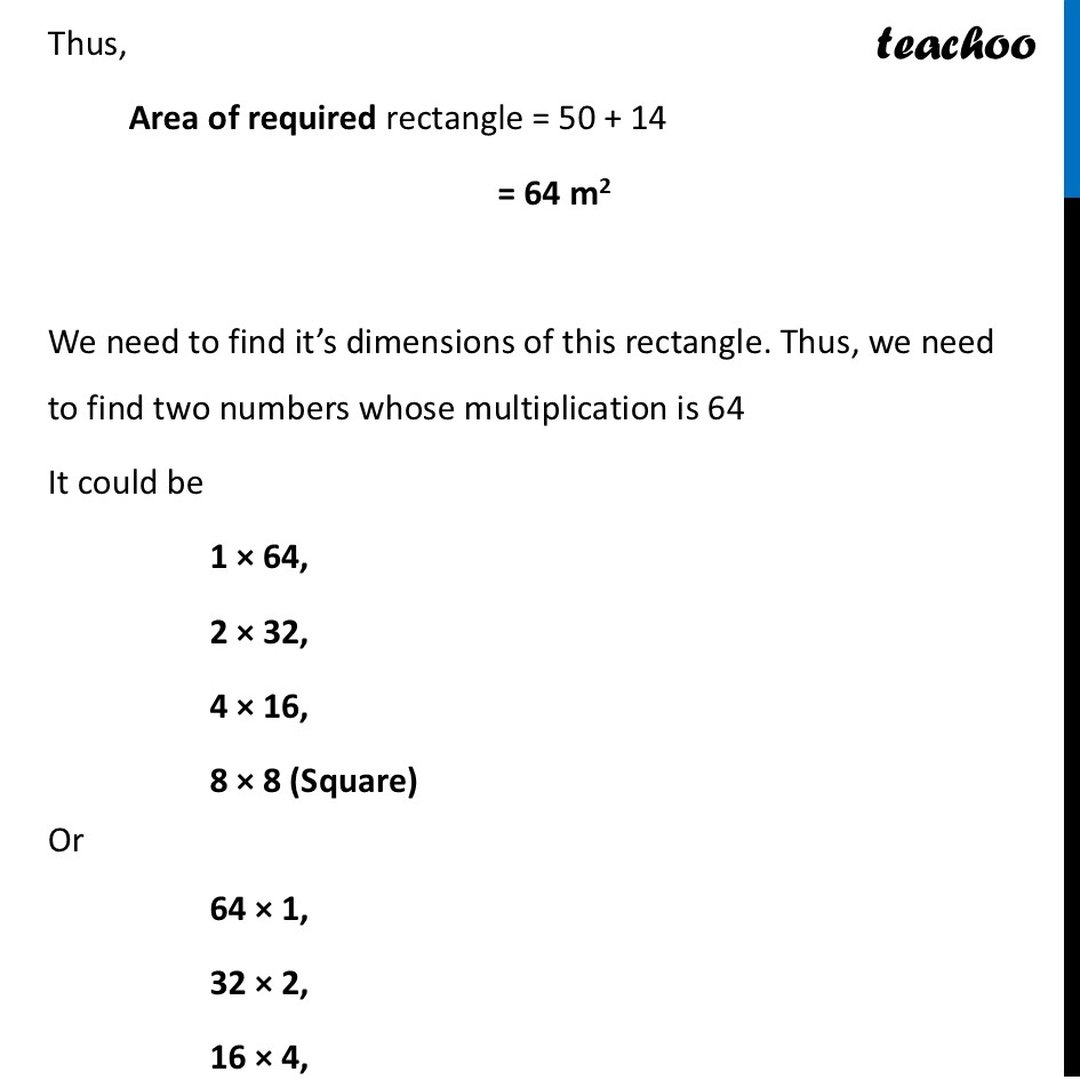 Give the dimensions of a rectangle whose area is the sum of the areas