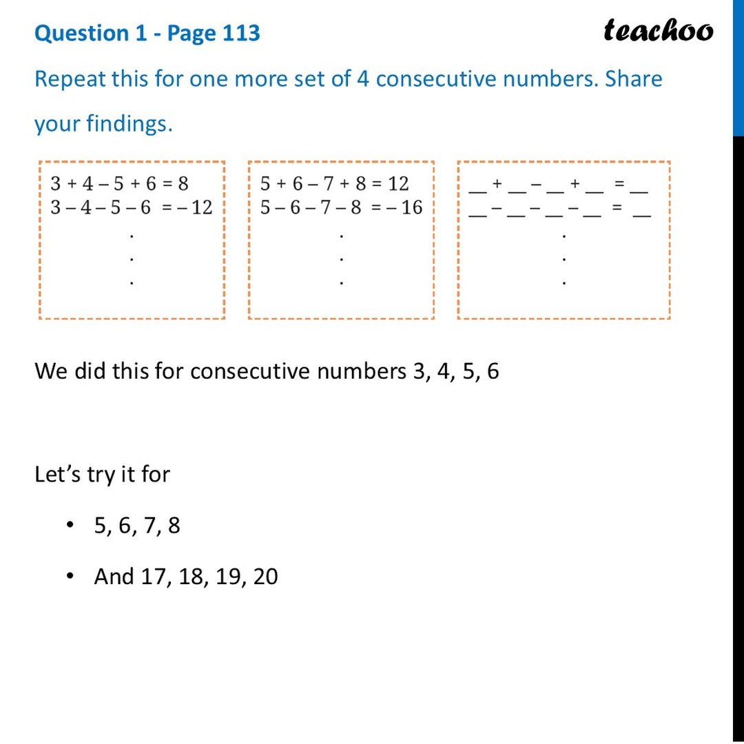[Ganita Prakash] Repeat this for one more set of 4 consecutive numbers
