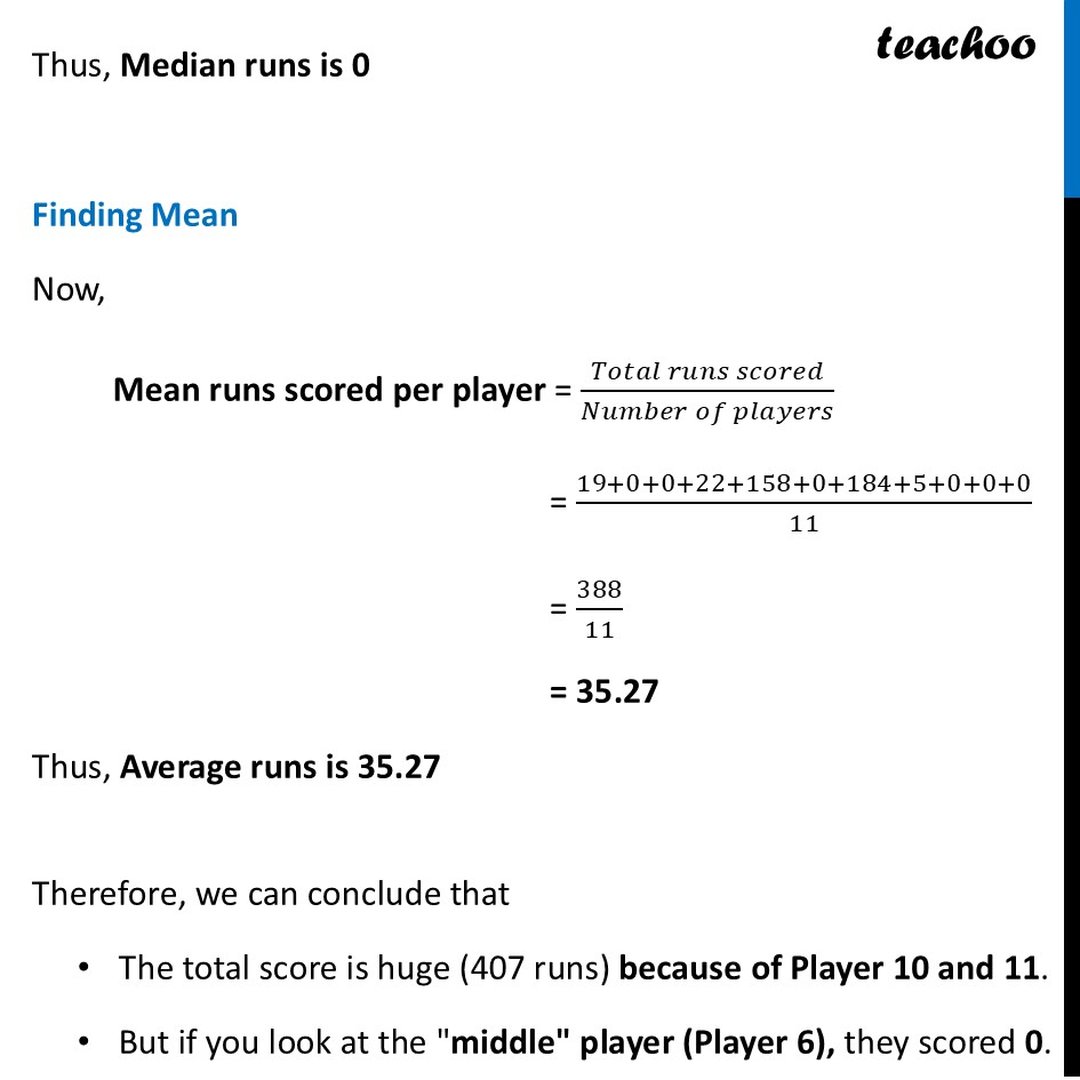 Zero Median Runs Scored - How to find Median and Mean [Class 7 Part 2]