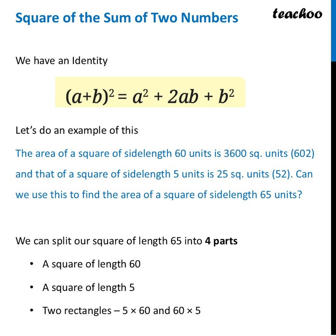 [Ganita Prakash Class 8] Square of the Sum of Two Numbers - Identity
