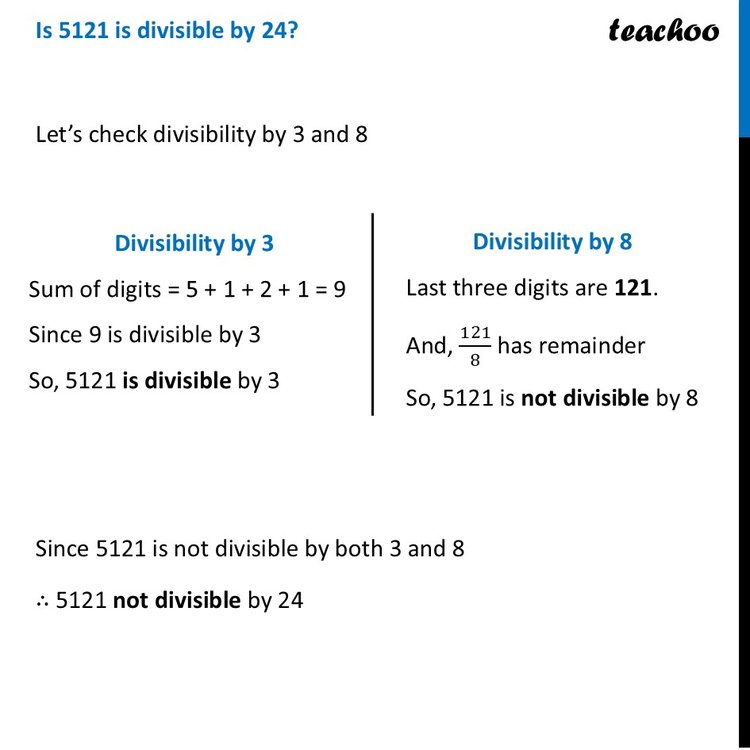 Divisibility by 24 - Method with 4+ Examples - Teachoo Maths