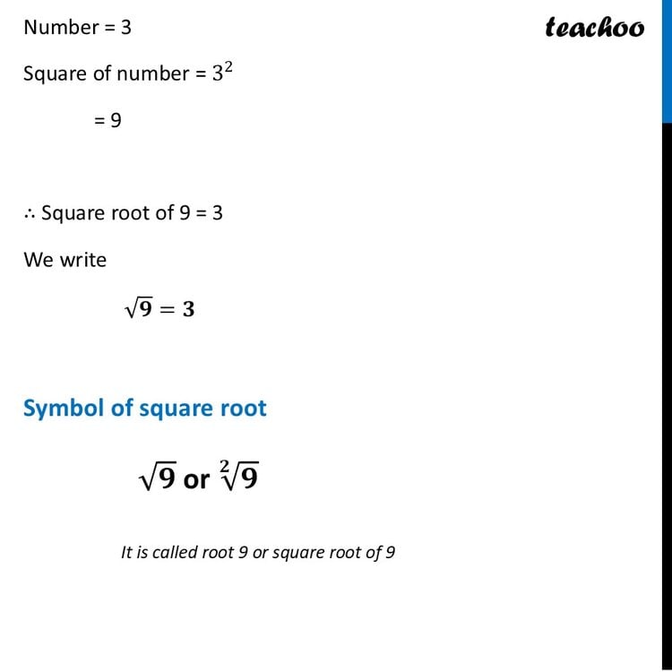 [Maths] Square Root - Definition, Symbol (with Example) - Teachoo
