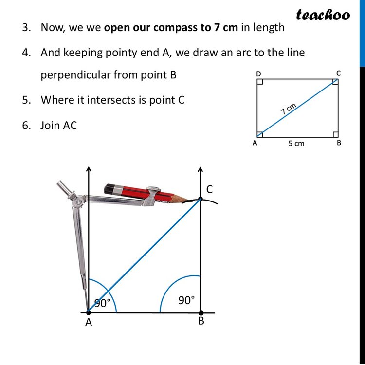 [Class 6 Maths] Constructing Rectangle with one Side & Diagonal given