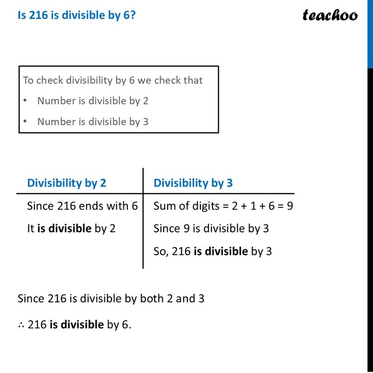 Divisibility by 6 - How to check? with 4+ Examples - Teachoo