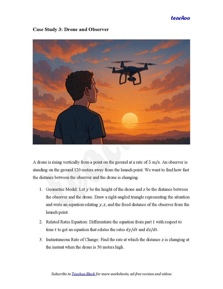Application of Derivatives Class 12 - Case Based Questions Worksheet