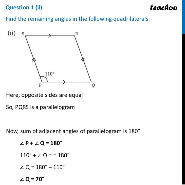 [Class 8] Find the remaining angles in the following quadrilaterals.
