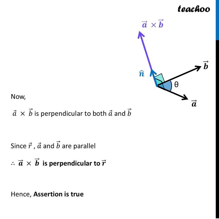Assertion (A): Given two non-zero vectors 𝑎 ⃗ and 𝑏 ⃗. If 𝑟 ⃗ is