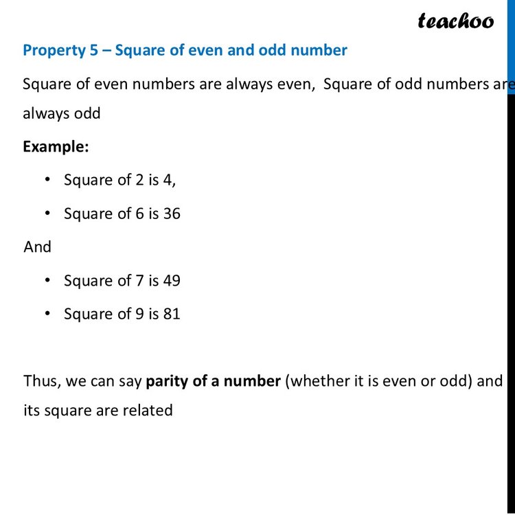 Properties of Perfect Squares - Example (with Questions) - Teachoo
