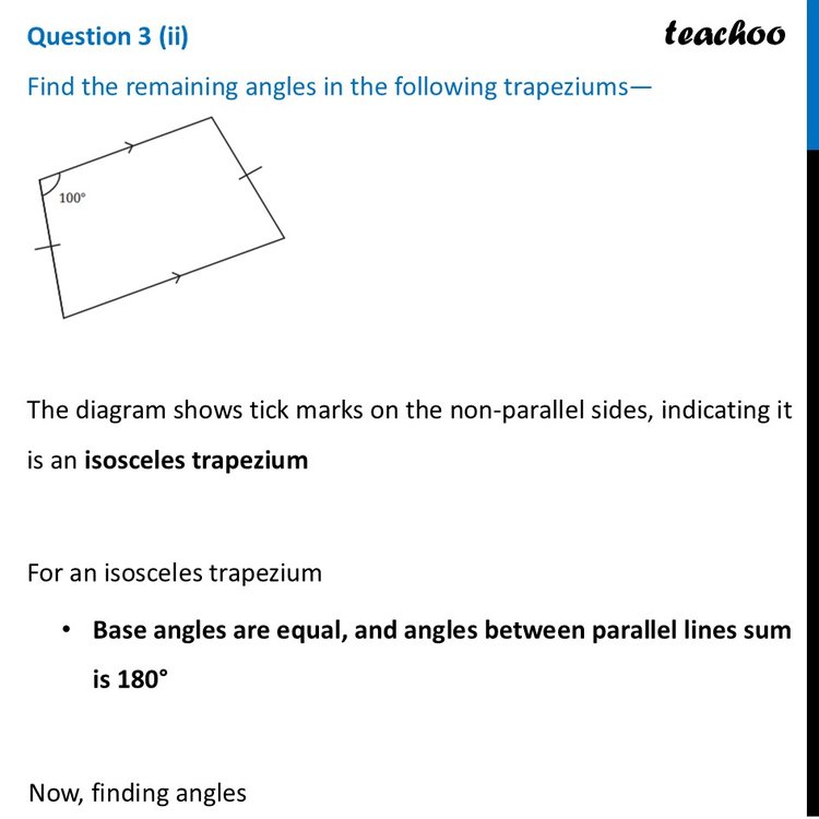 [Quadrilaterals] Find the remaining angles in the following trapeziums