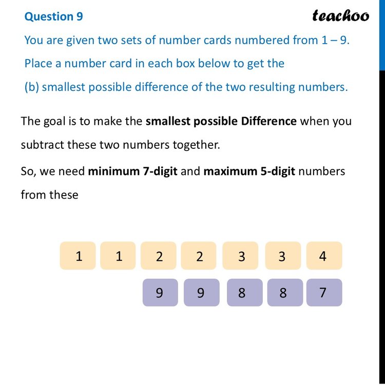 [Class 7] You are given two sets of number cards numbered from 1 – 9