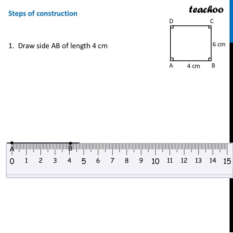 Draw a rectangle with sides of length 4 cm and 6 cm. After drawing