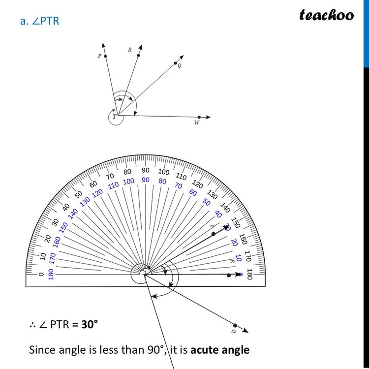 Use a protractor to find the measure of each angle. (a) ∠PTR - Teachoo