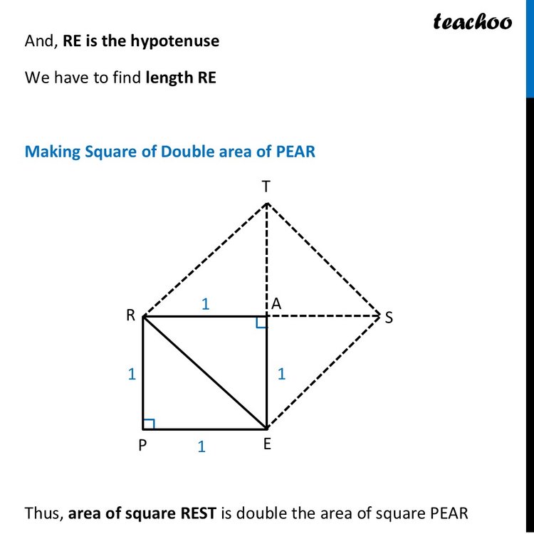 Hypotenuse of an Isosceles Right Triangle - Exampple and Worksheet